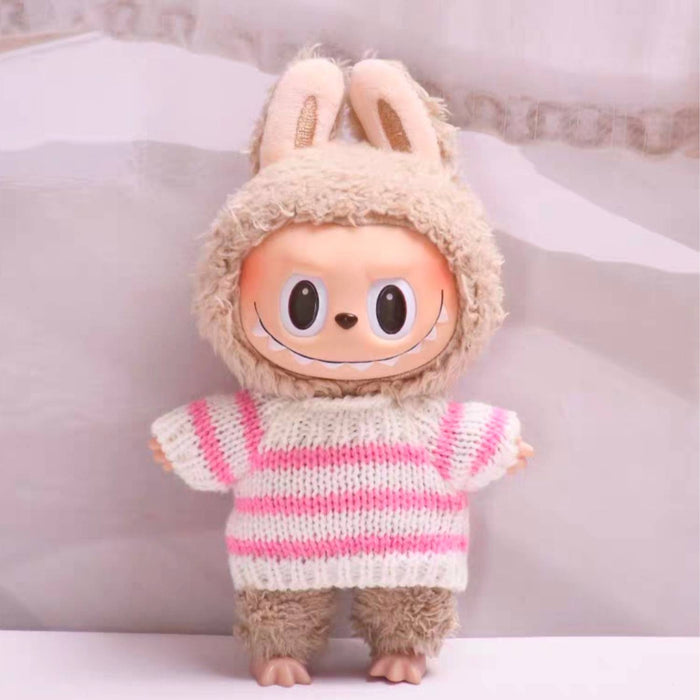Labubu strikket sweater - Pink og hvid